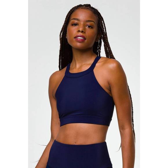 Onzie | Tops | New Onzie High Neck Crop Top In Navy | Poshmark